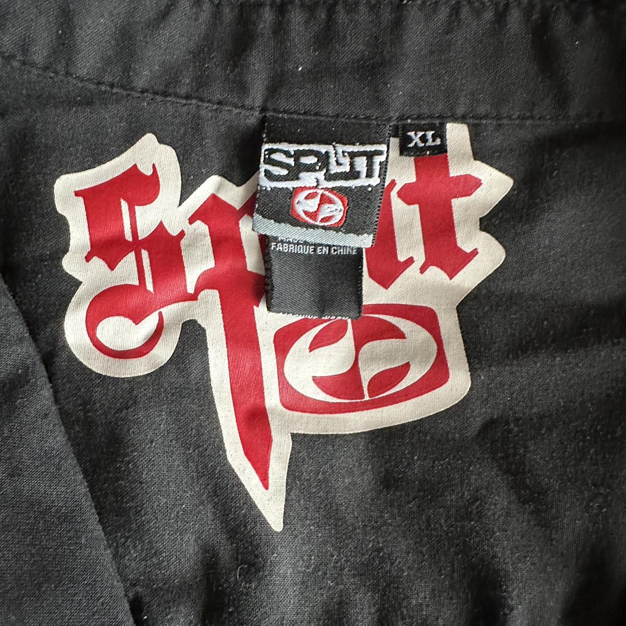 BLACK SPLIT BUTTON UP • vintage split black button... - Depop