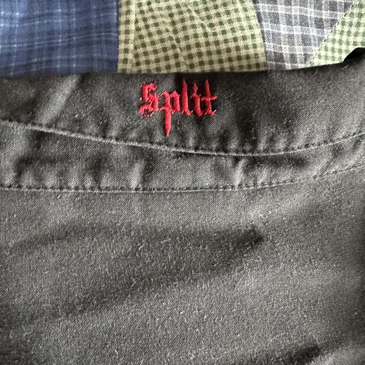 BLACK SPLIT BUTTON UP • vintage split black button... - Depop