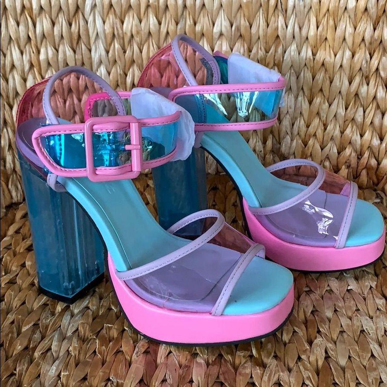 ISO UNICORN SPRINKLES PASTEL RAINBOW PVC HEELS BY... - Depop