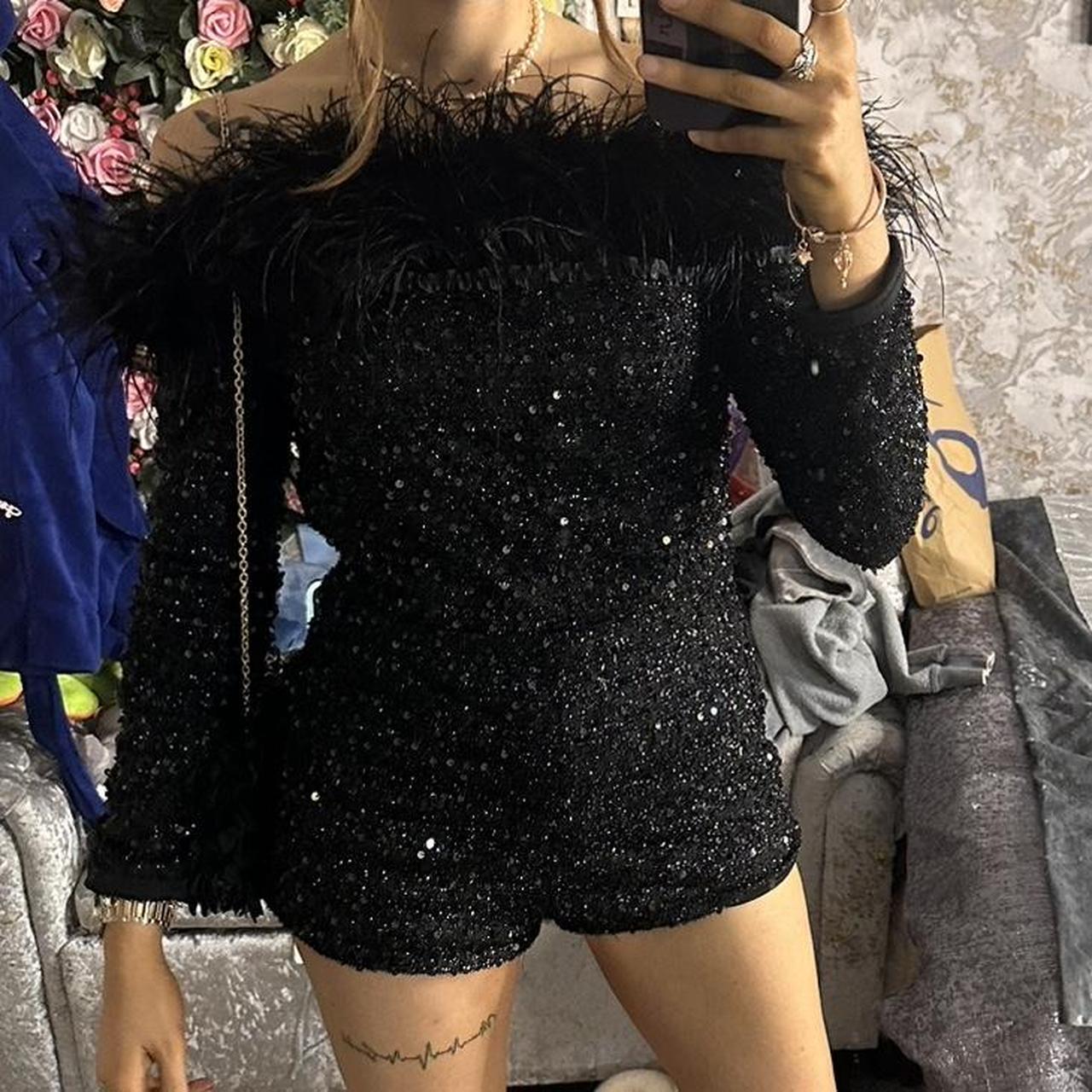 Cindy Sequin Feathered Playsuit Gypsabella Worn For Depop