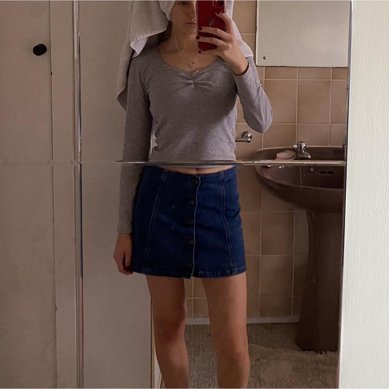 Cutest mini dark denim skirt from Subdued! Would fit... - Depop