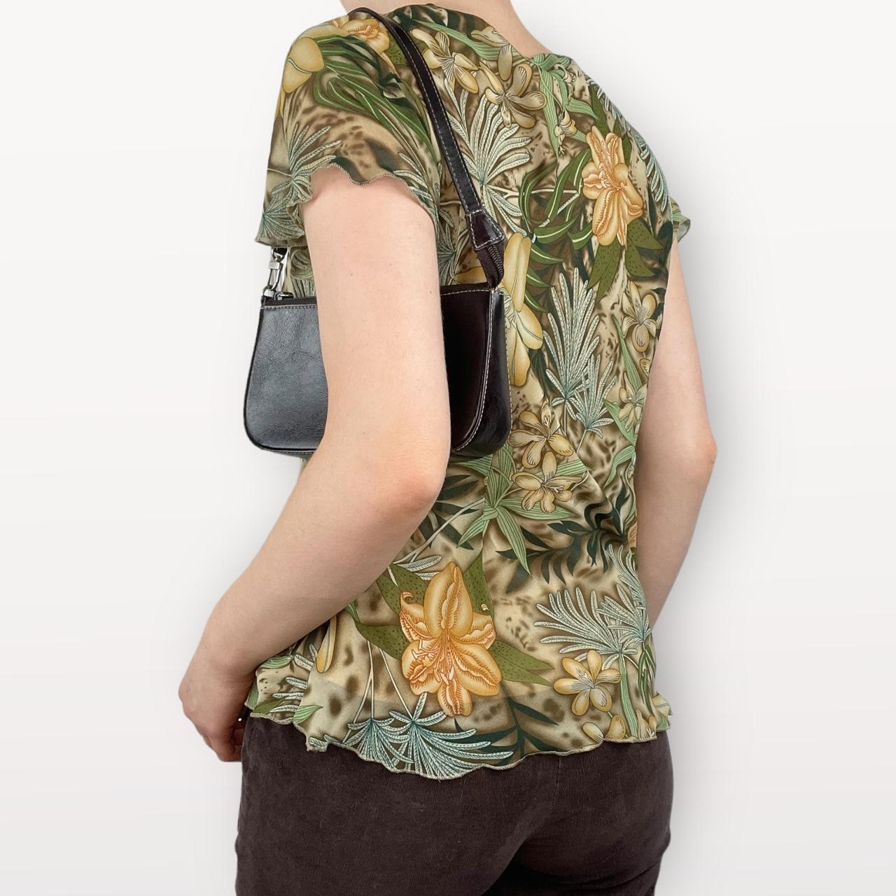 Robbie Bee Women's Green and Brown Blouse | Depop