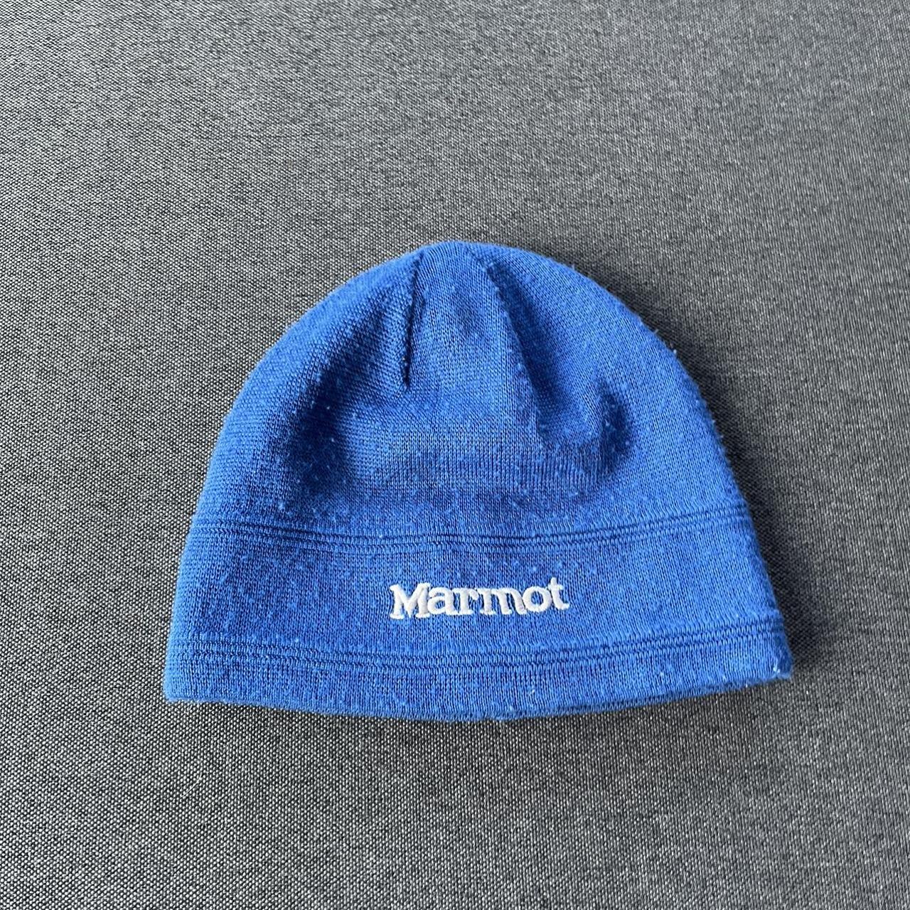 Marmot Men's Blue and White Hat | Depop