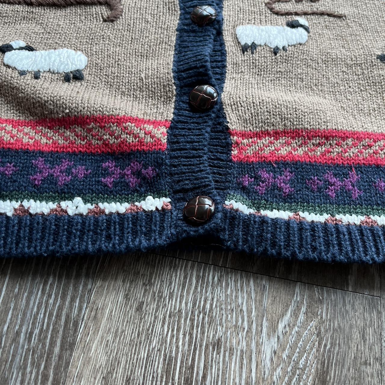 Vintage Full Print Sheep Nature Cardigan Sweater... - Depop