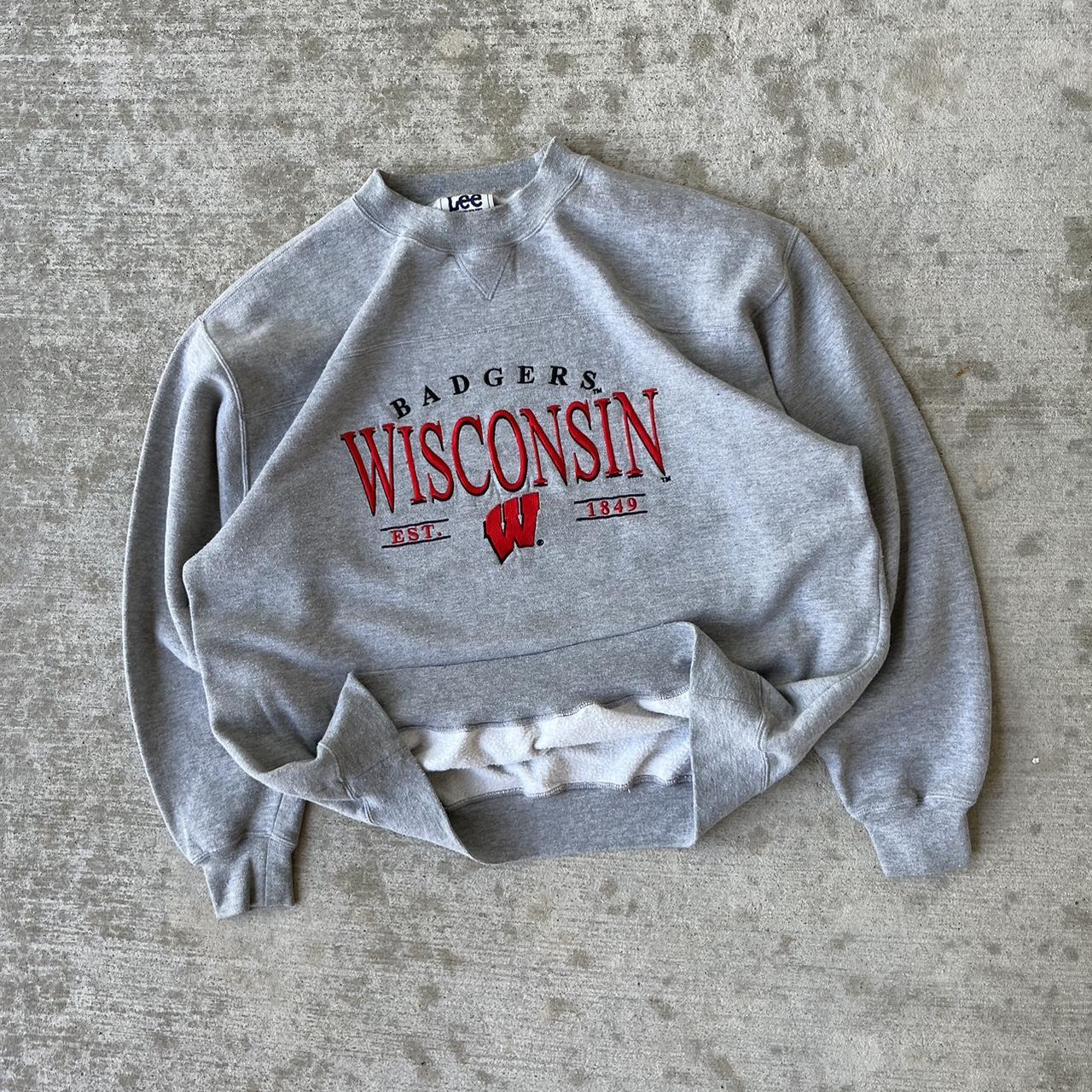 Vintage 90s Wisconsin Badgers College Crewneck... - Depop