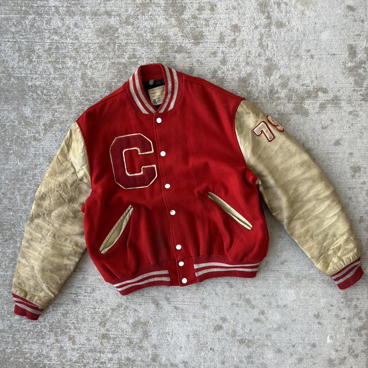 Vintage 70s School Varsity Jacket by DeLong... - Depop