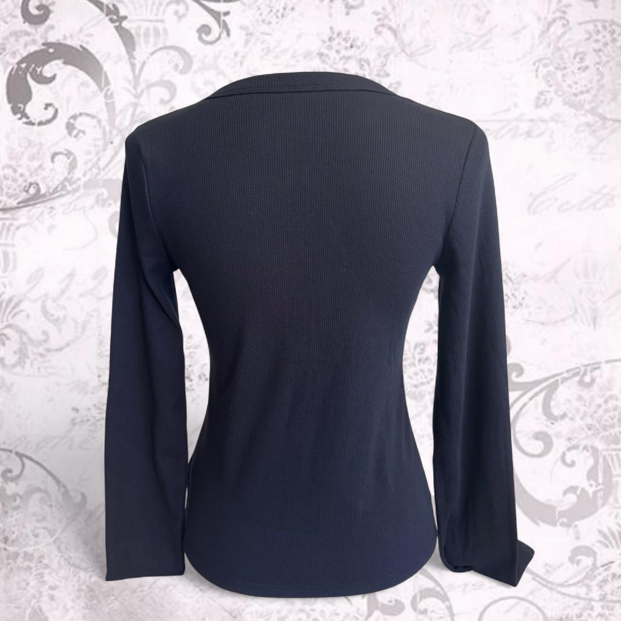 Black ribbed Henley long sleeve top ️size: M but... | Depop