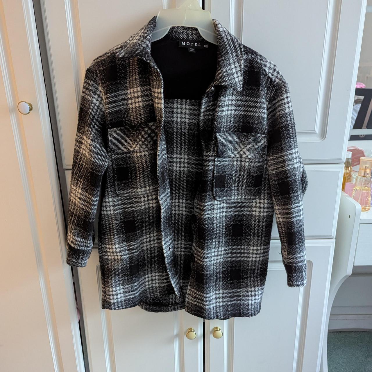 motel rocks oversized black and white plaid... | Depop