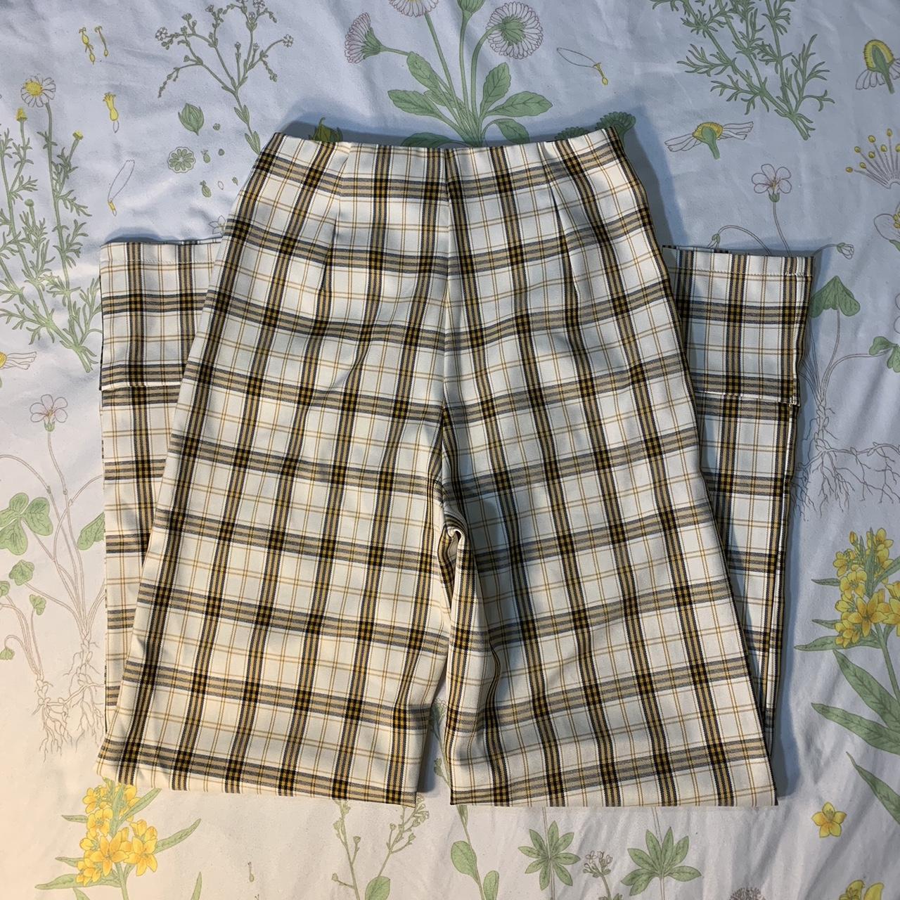 - princess polly euros yellow checker pants - size... - Depop