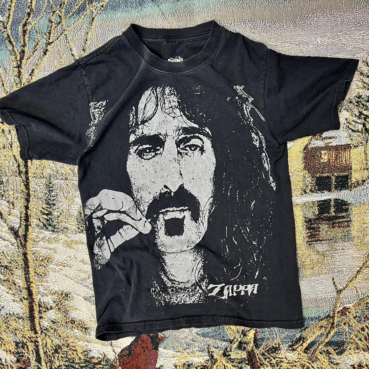 1990s Zappa AOP band black and white tshirt -perfect... - Depop