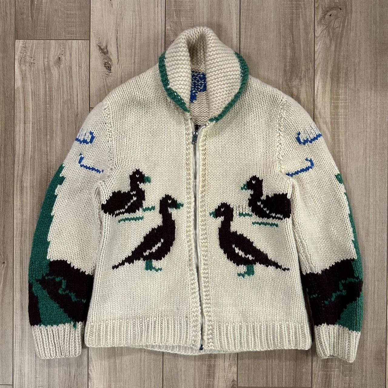 Vintage cowichan heavy knit wool jacket Small hole... - Depop