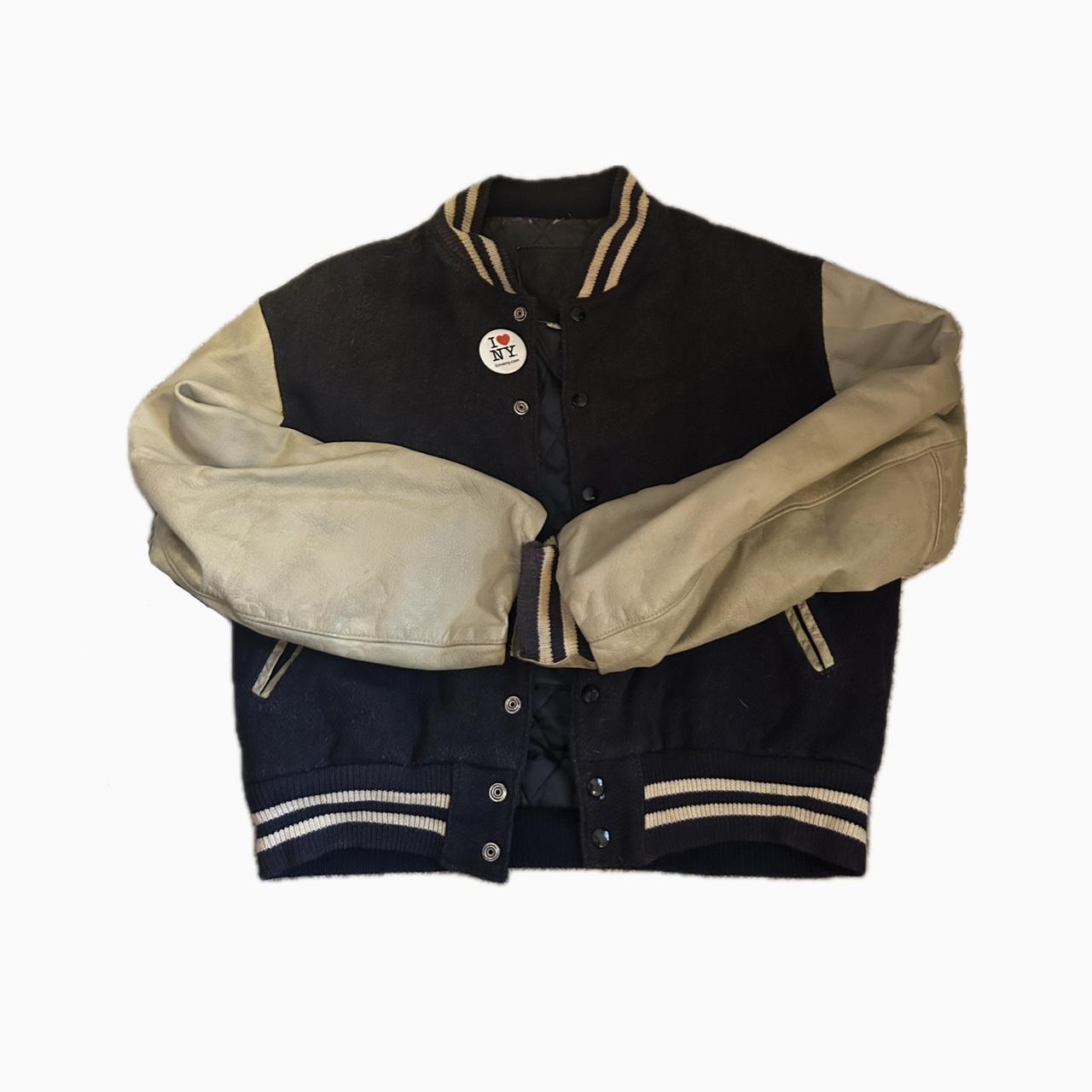 1970s Vintage Men’s Varsity Jacket Leather Sleeves,... - Depop