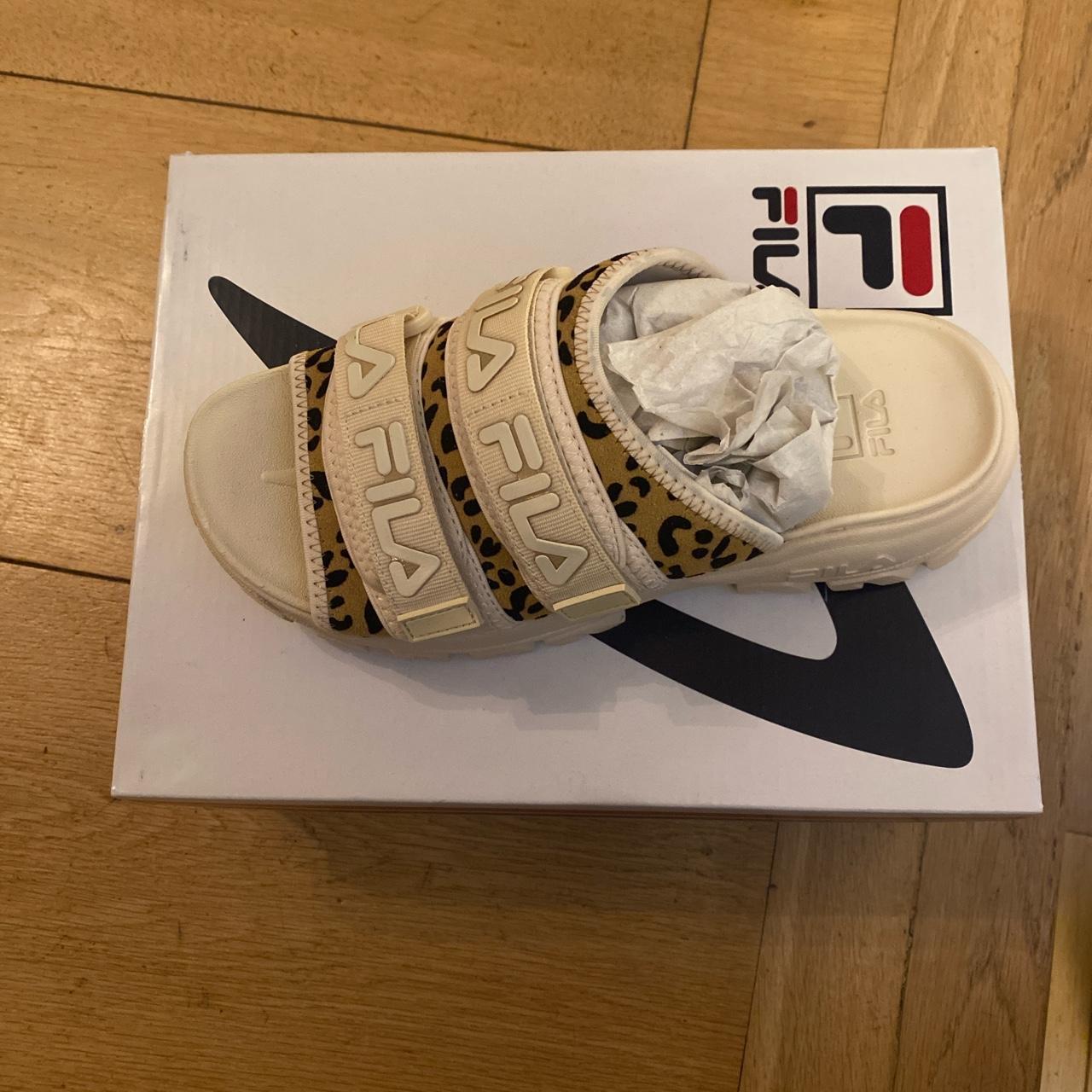 Fila leopard print sandals. Never worn and in the... - Depop