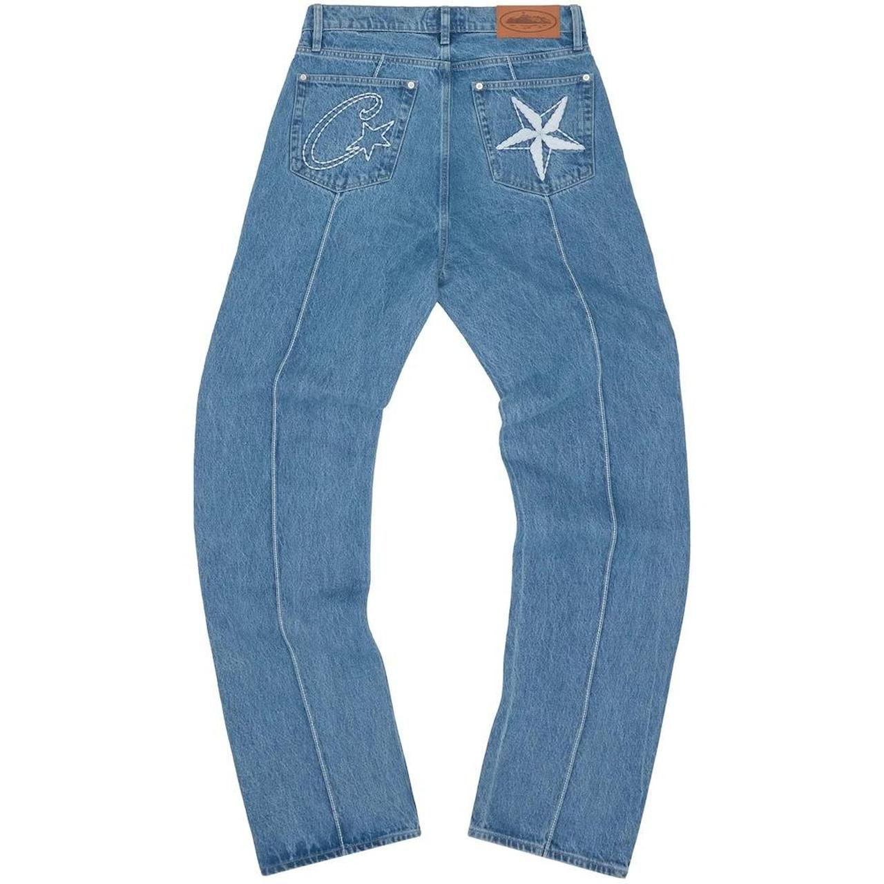 Corteiz RTW Denim 'Genes' jeans Faded blue... - Depop