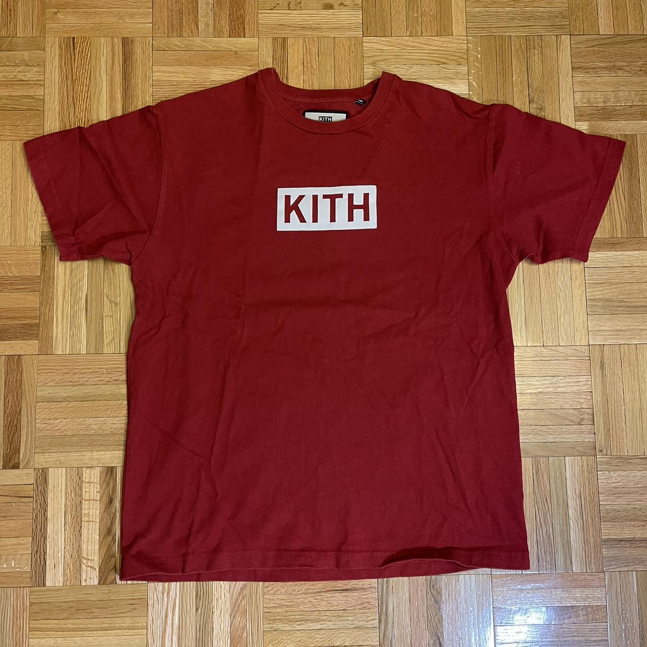 Kith red essential box logo t-shirt Size L All... - Depop
