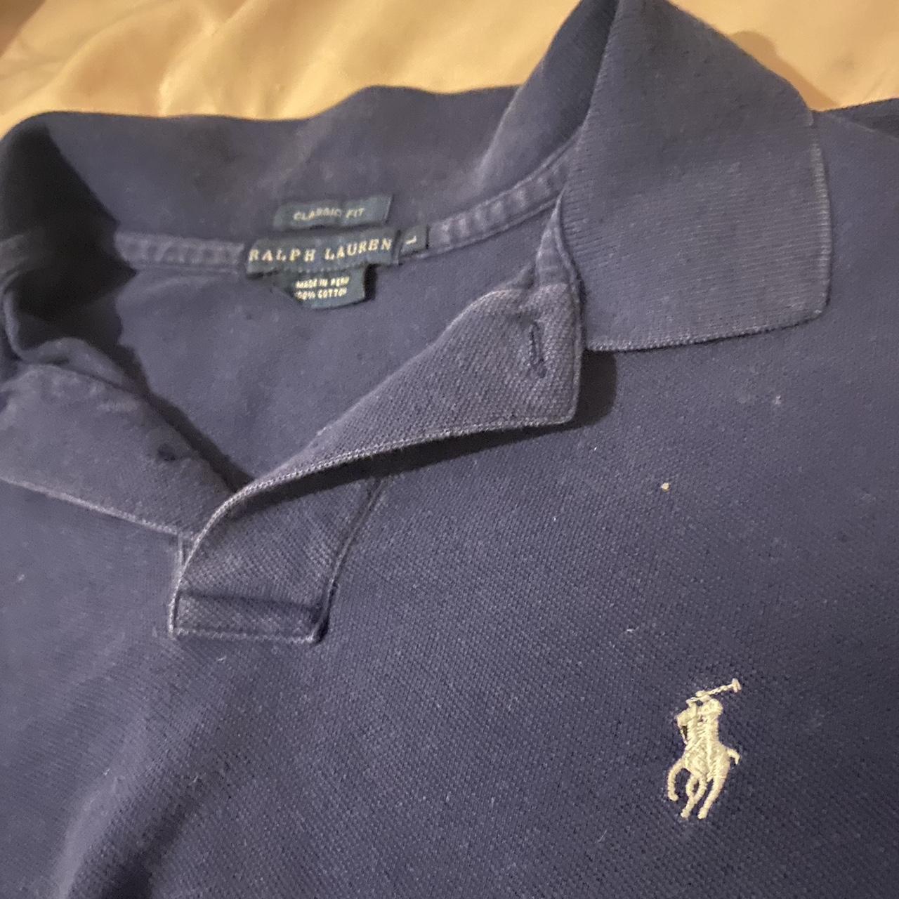 navy ralph lauren polo says L but more like M - Depop