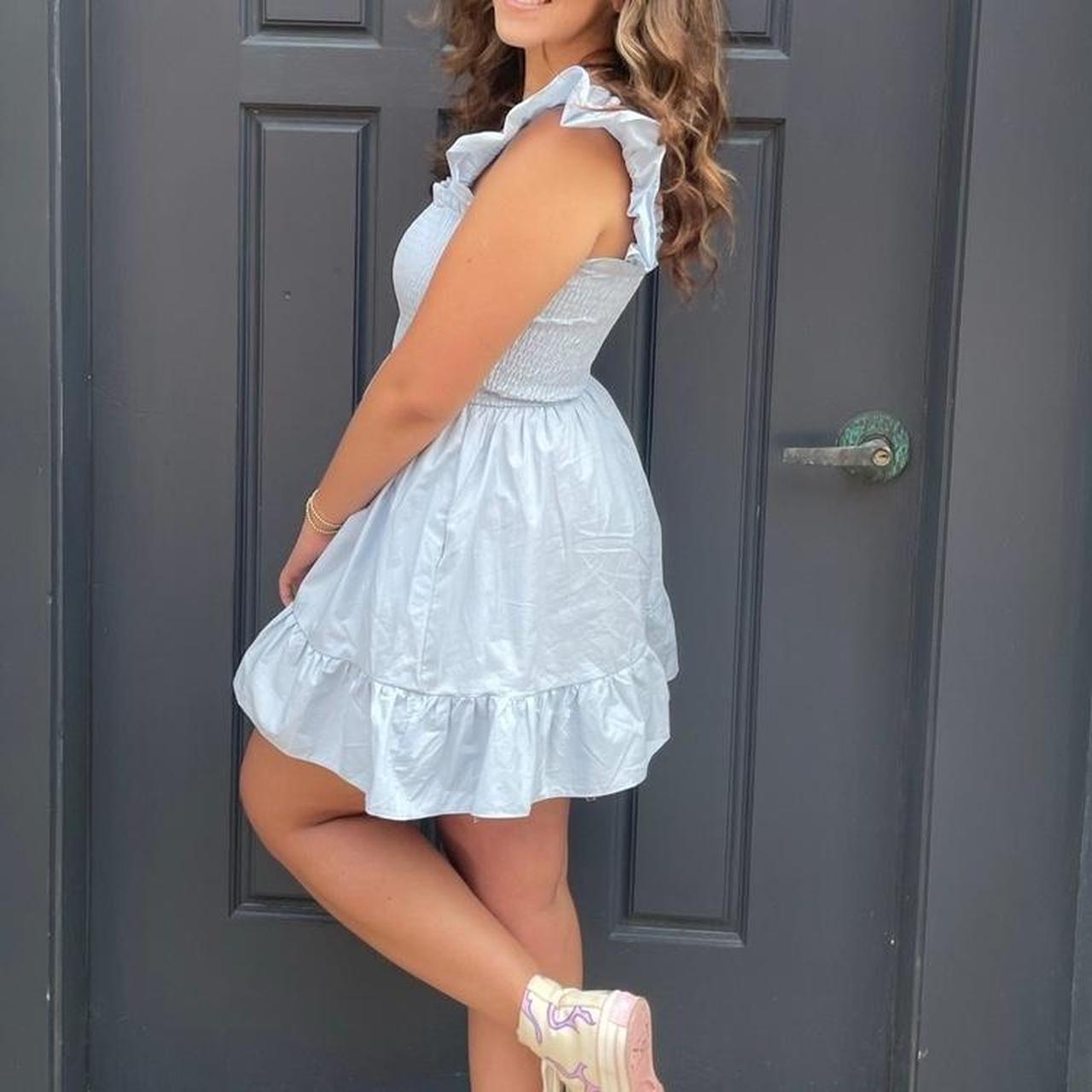 light blue ruffle dress - perfect for summer!... - Depop