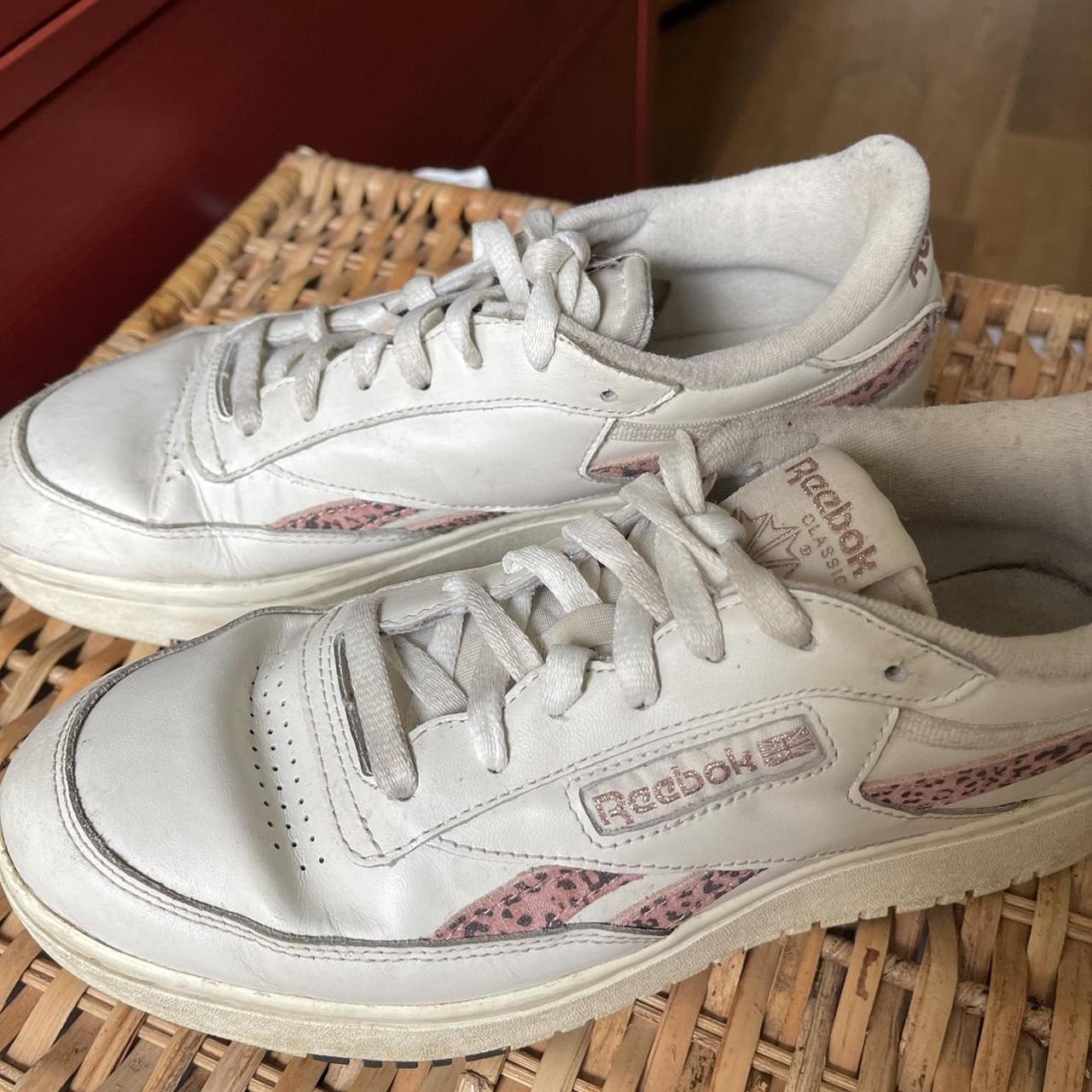 Reebok classic Club C double in white with leopard... - Depop