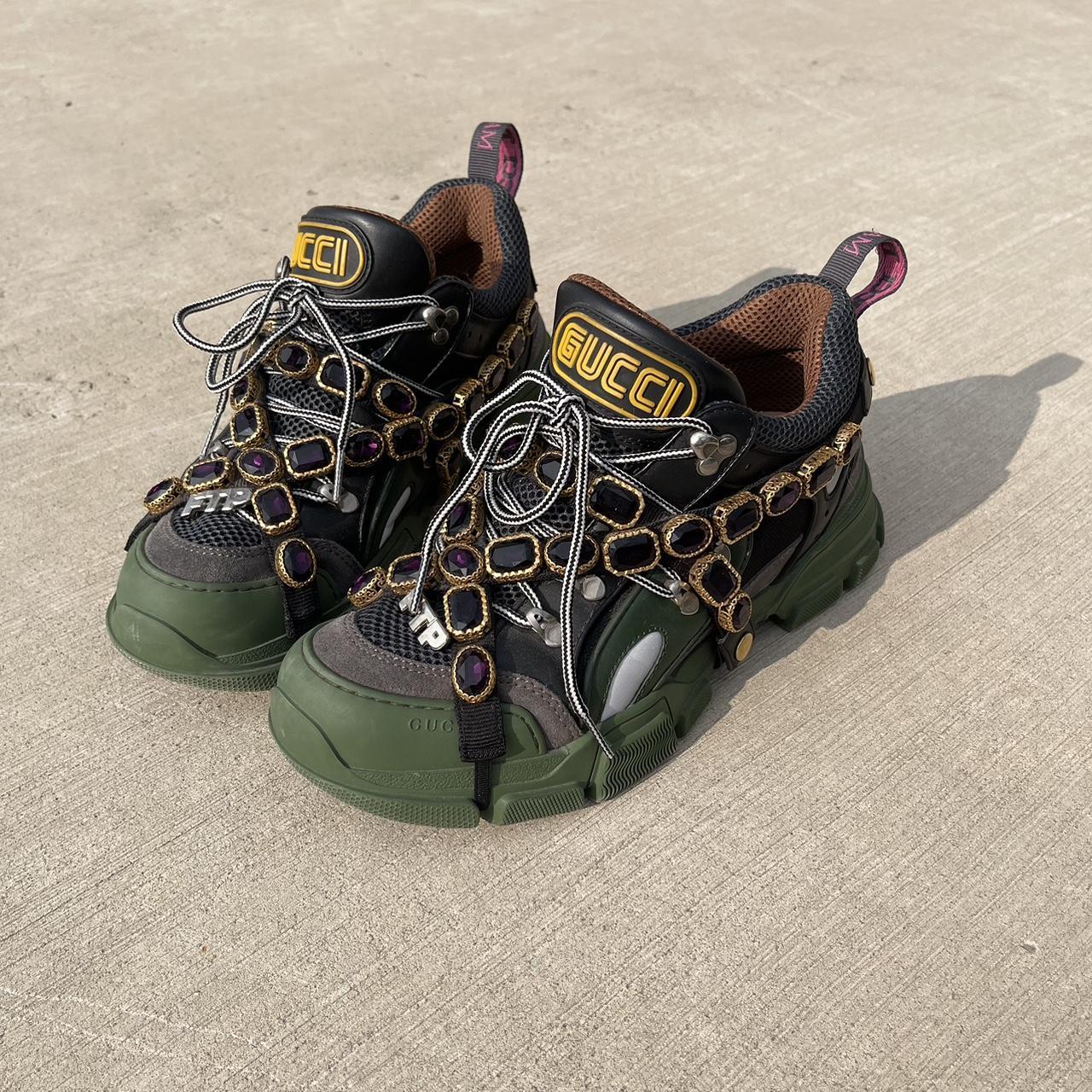 GUCCI FLASH SEGA GREEN REMOVABLE PURPLE CRYSTALS... | Depop