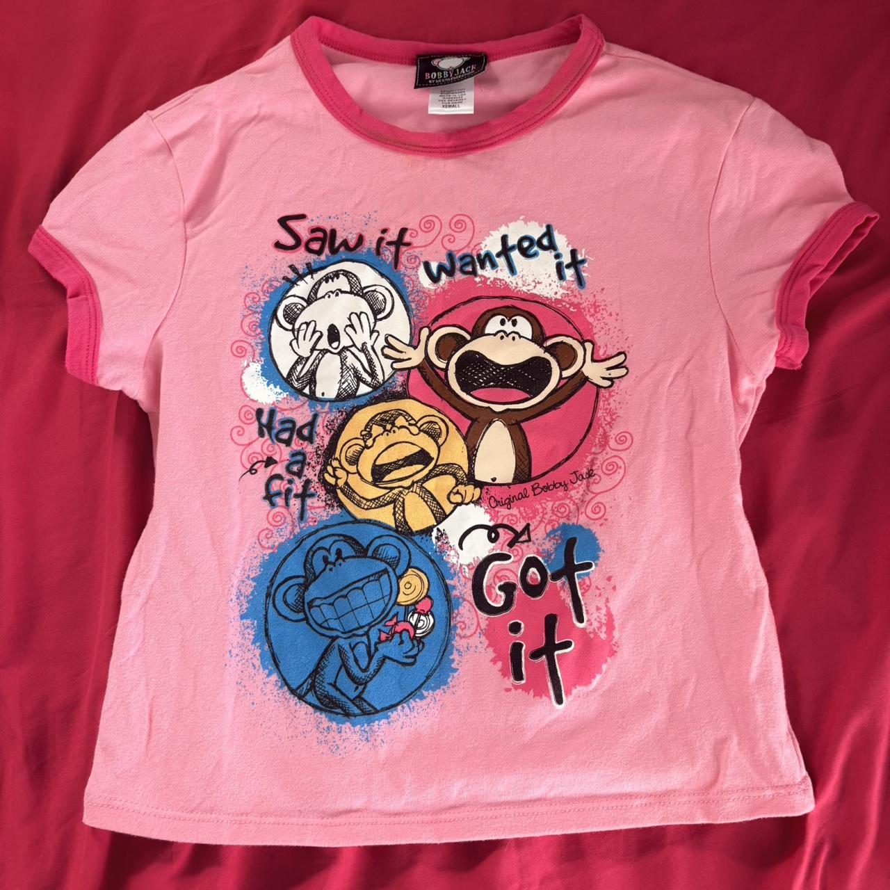 Pink Y2K Bobby Jack Monkey baby tee authentic Bobby... | Depop