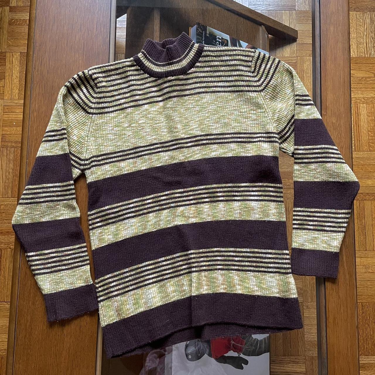 Vintage Japanese Pure Wool Sweater - Green, orange,... - Depop