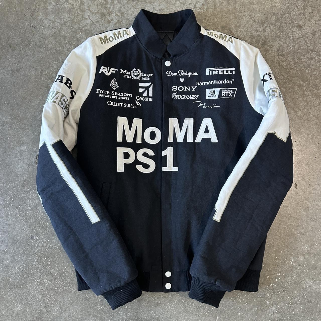 Rare vintage MoMa PS1 racing jacket in black and... | Depop
