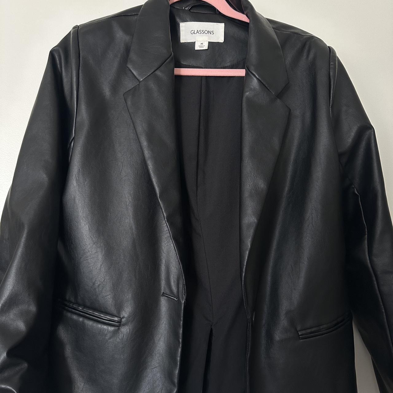 Glassons black leather jacket - Depop