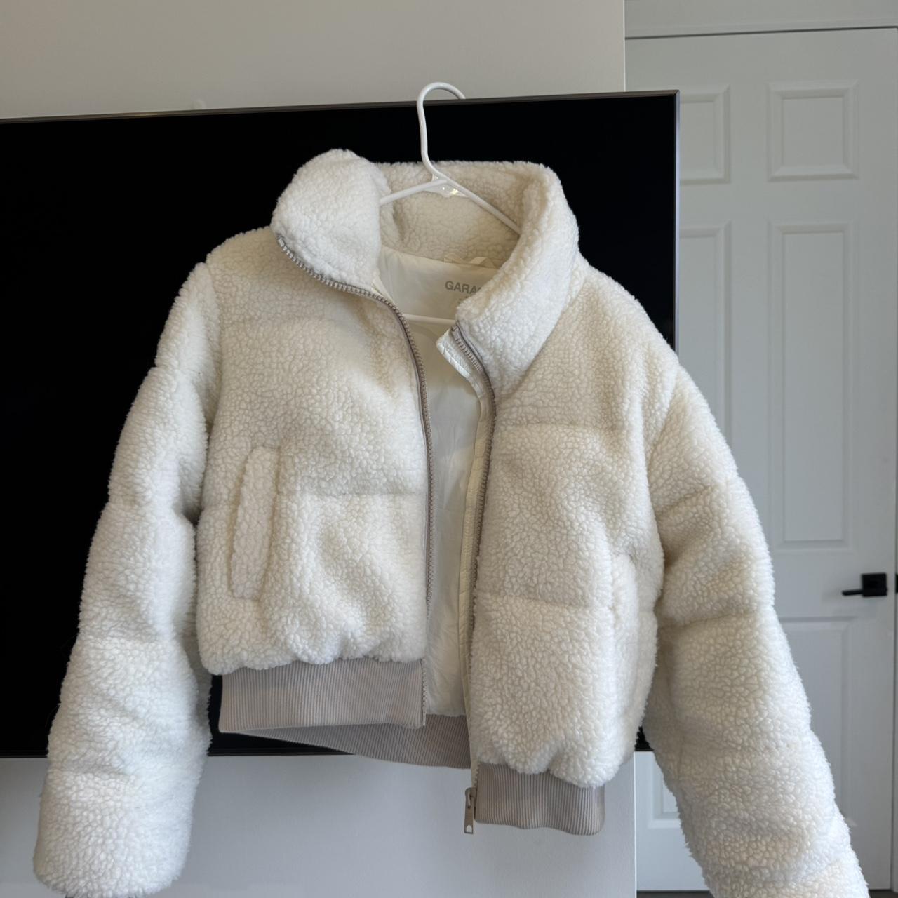 White/ivory puffer jacket size medium and only worn... | Depop
