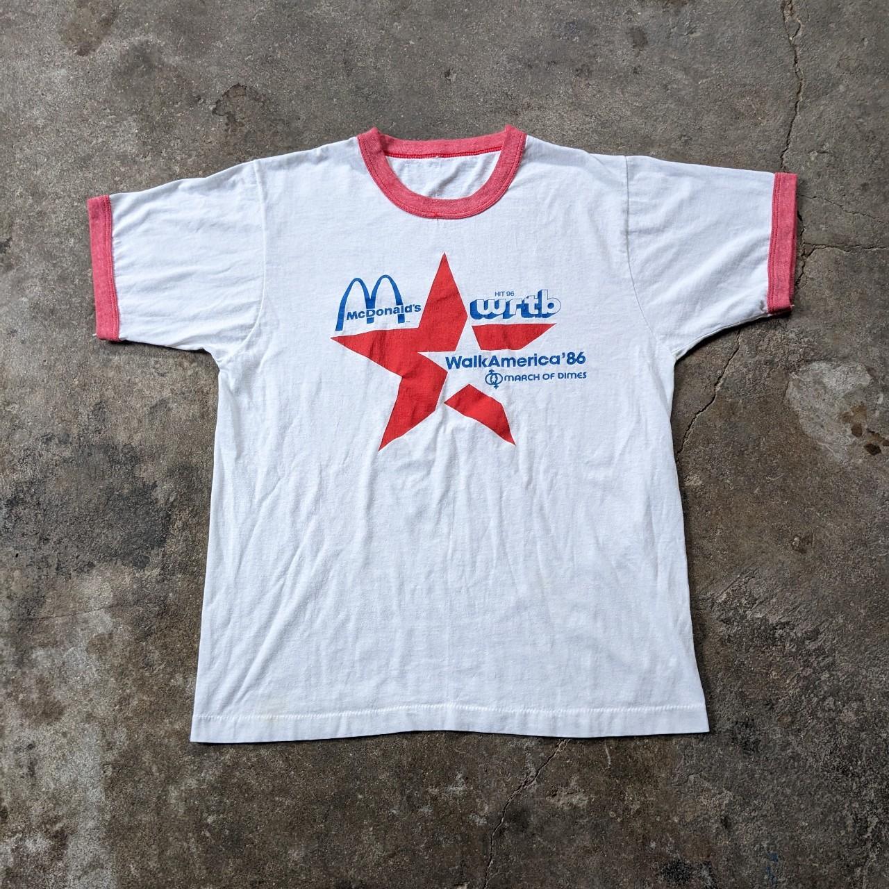 Vintage 80s Marathon Ringer T Shirt Measures 19x25.5 - Depop