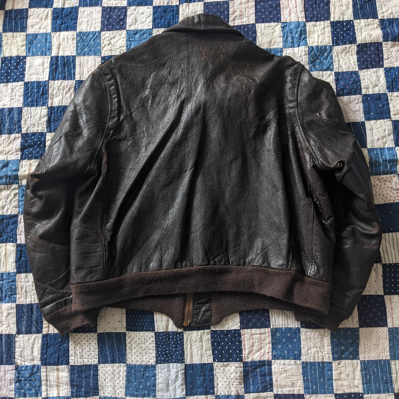 Vintage 40s Plaid Lined Leather Bomber Jacket Late... | Depop