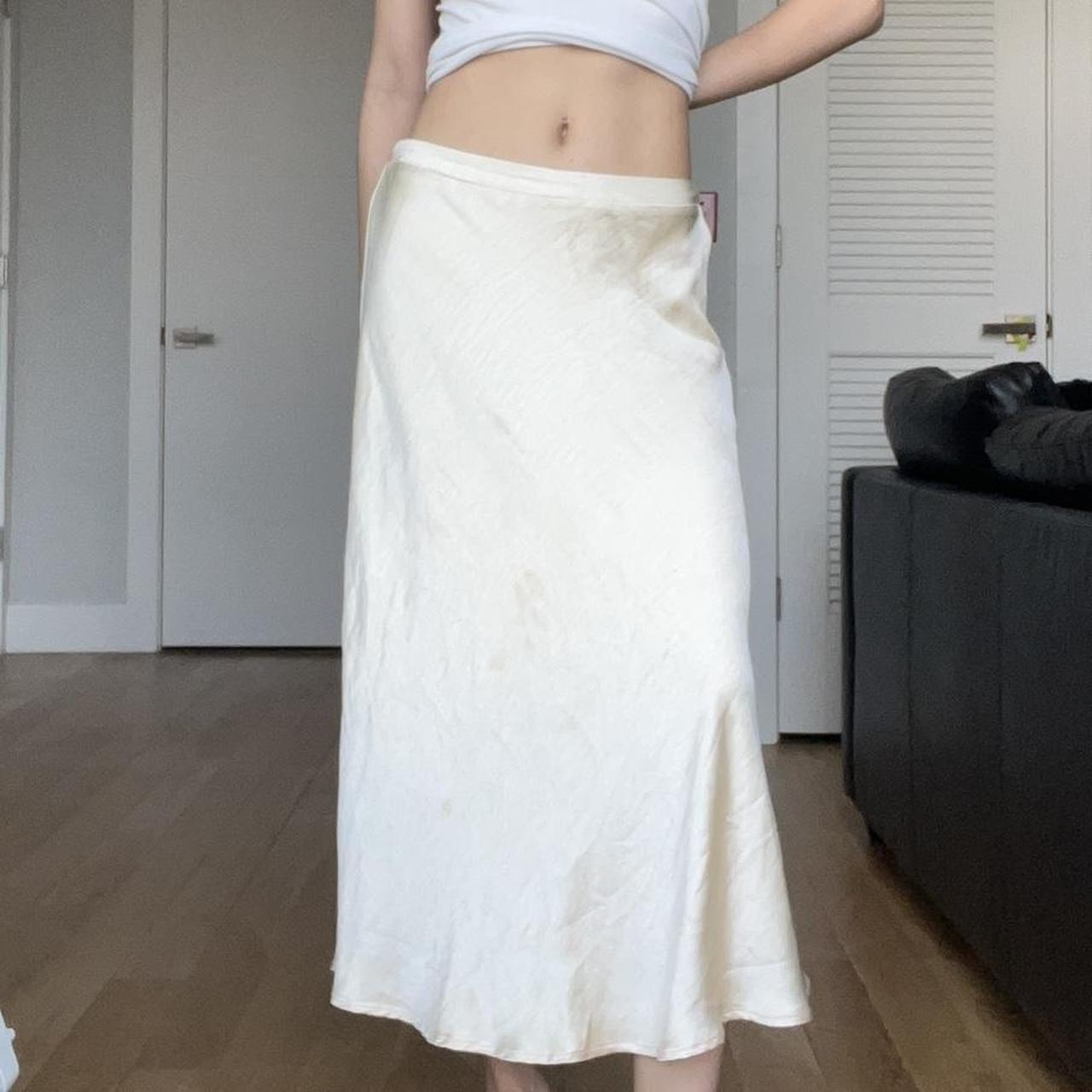 oak + fort real silk maxi skirt thick material! size... - Depop