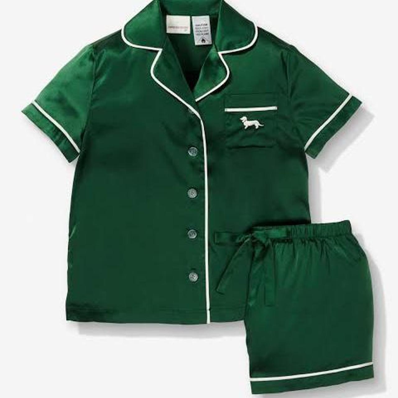 Peter Alexander green silk pjs Kids size 14 Fits... - Depop