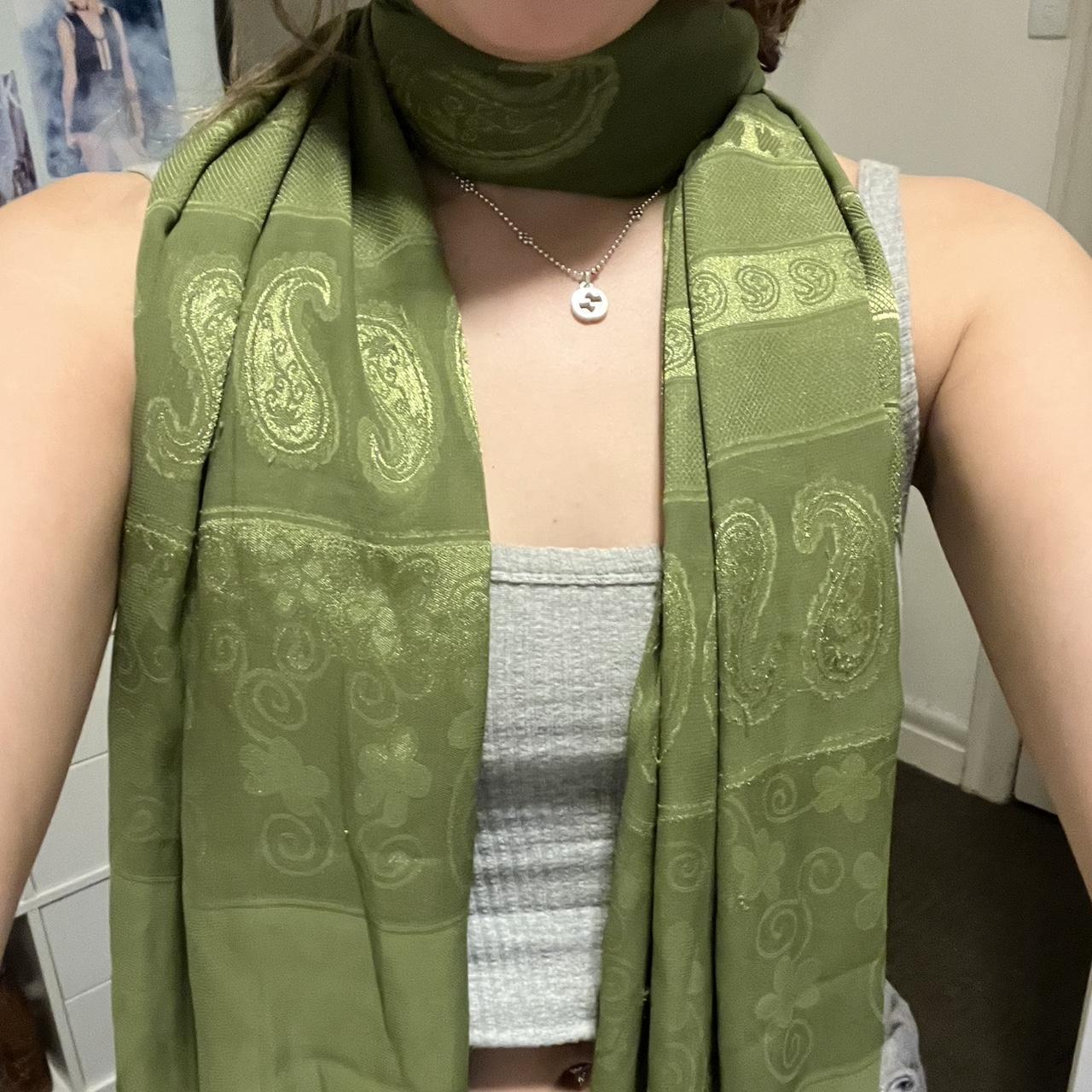 green Y2K scarf - Depop