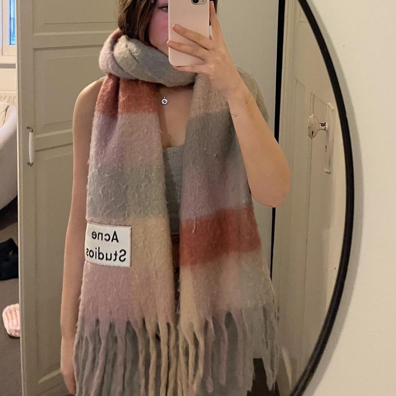 authentic pink acne studios scarf brought a while... - Depop