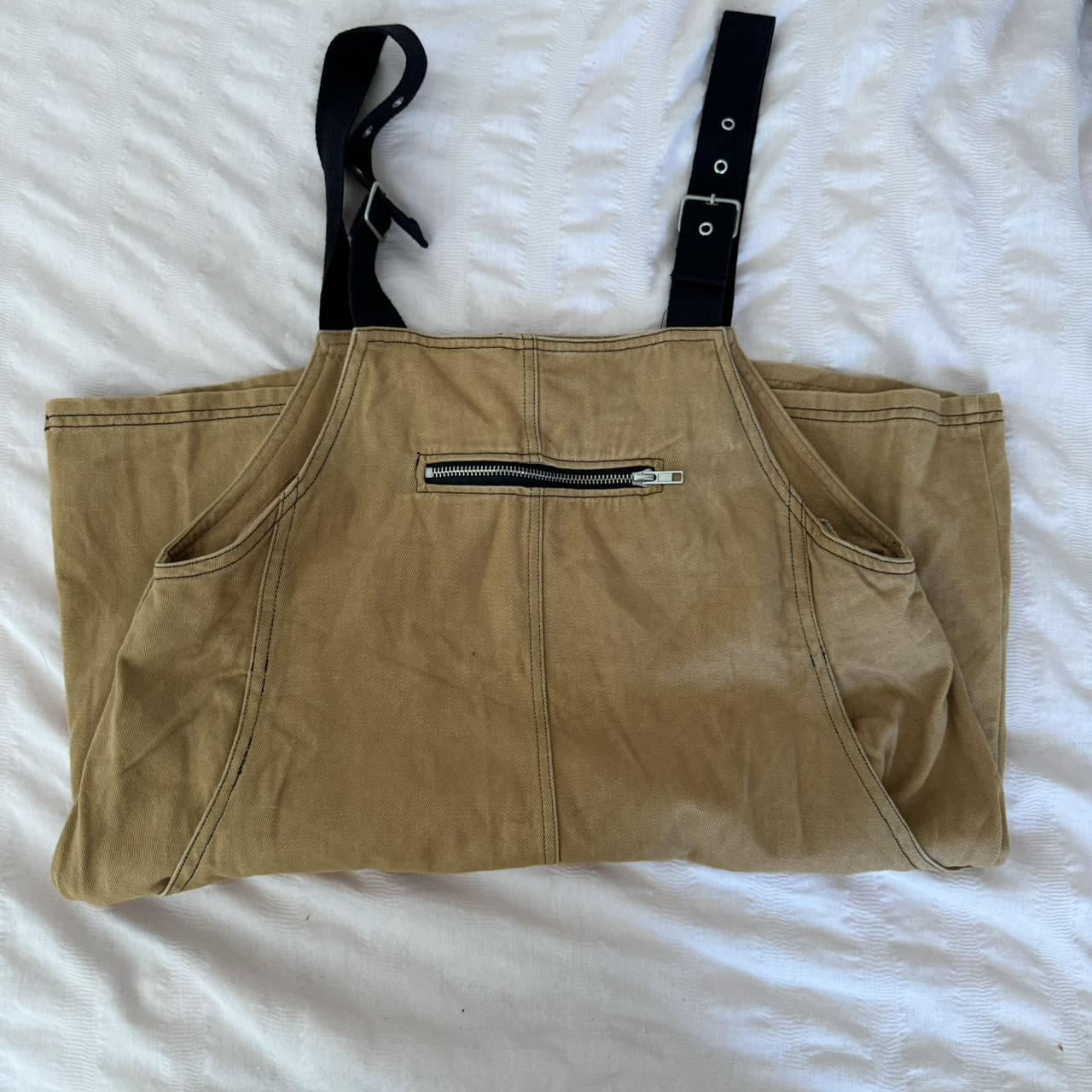 luck & trouble skirt overalls with pockets! (zip up... - Depop