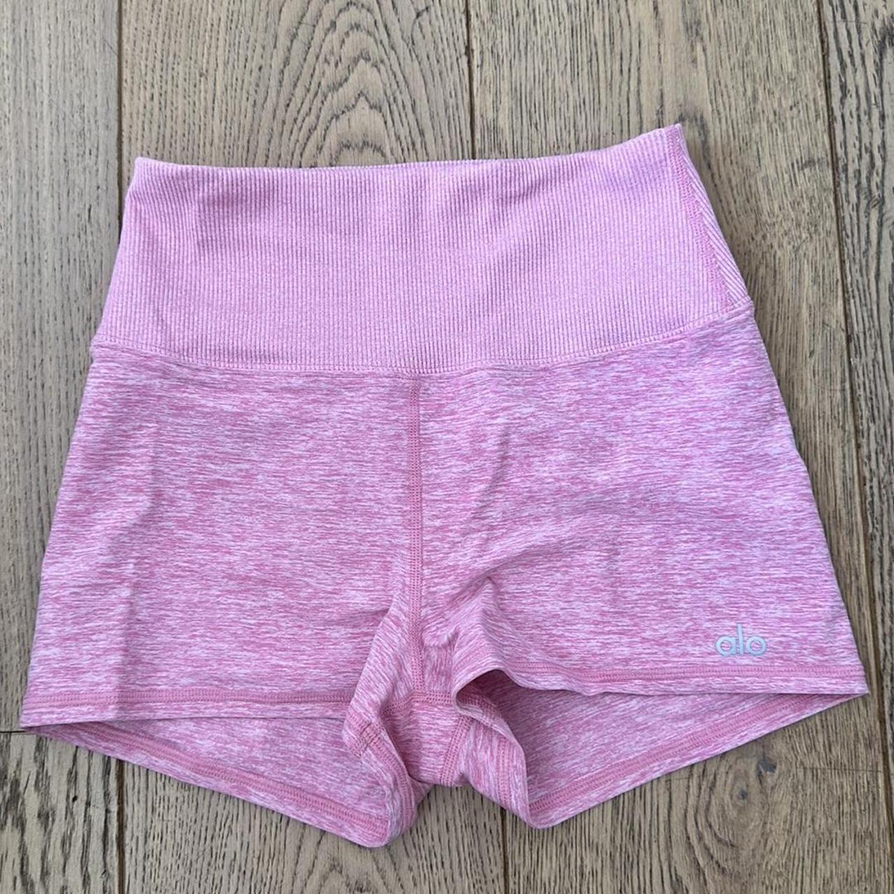 Pink Alo Yoga biker shorts never worn size xs! #alo... - Depop