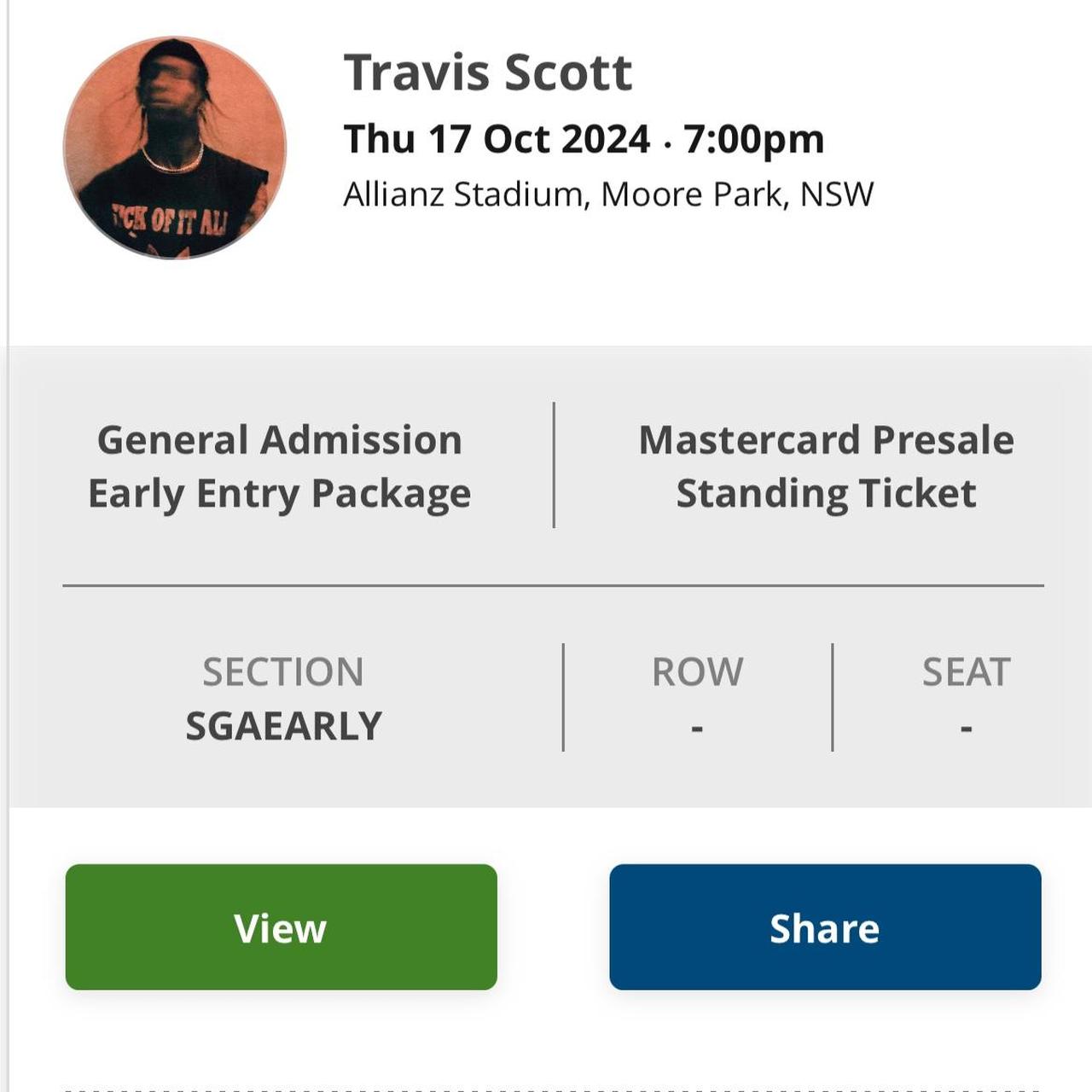 Selling Two GA Early entry Travis scott tickets for... - Depop