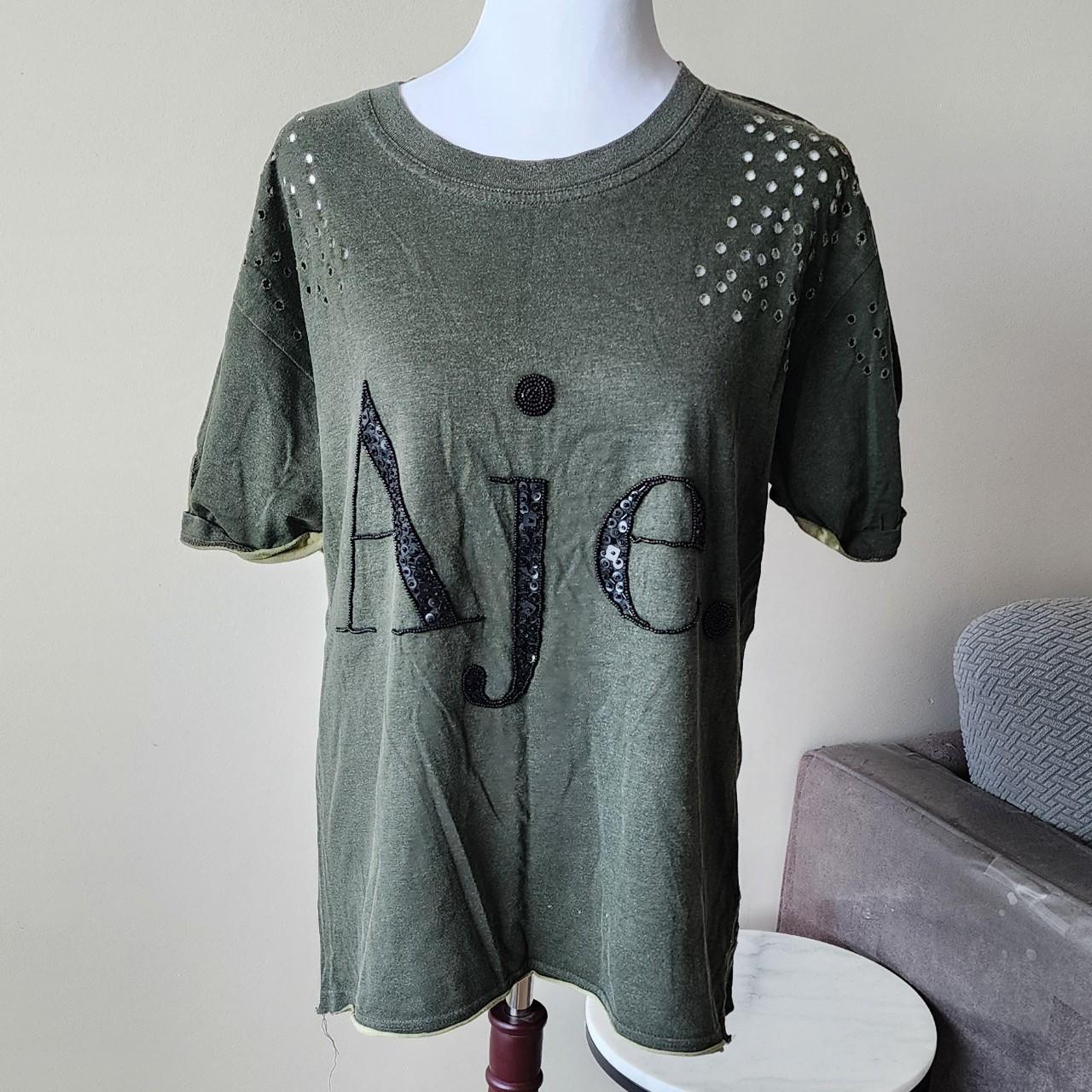 Aje distressed oversized t-shirt size xs with black... - Depop