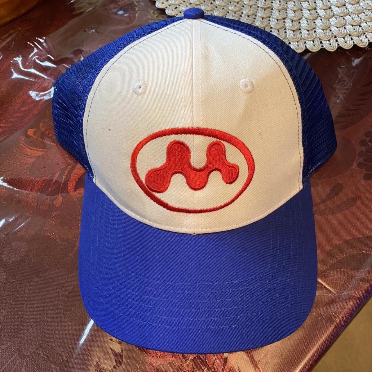 Blue Mowalola Trucker Hat Has wrinkles and has lost... - Depop