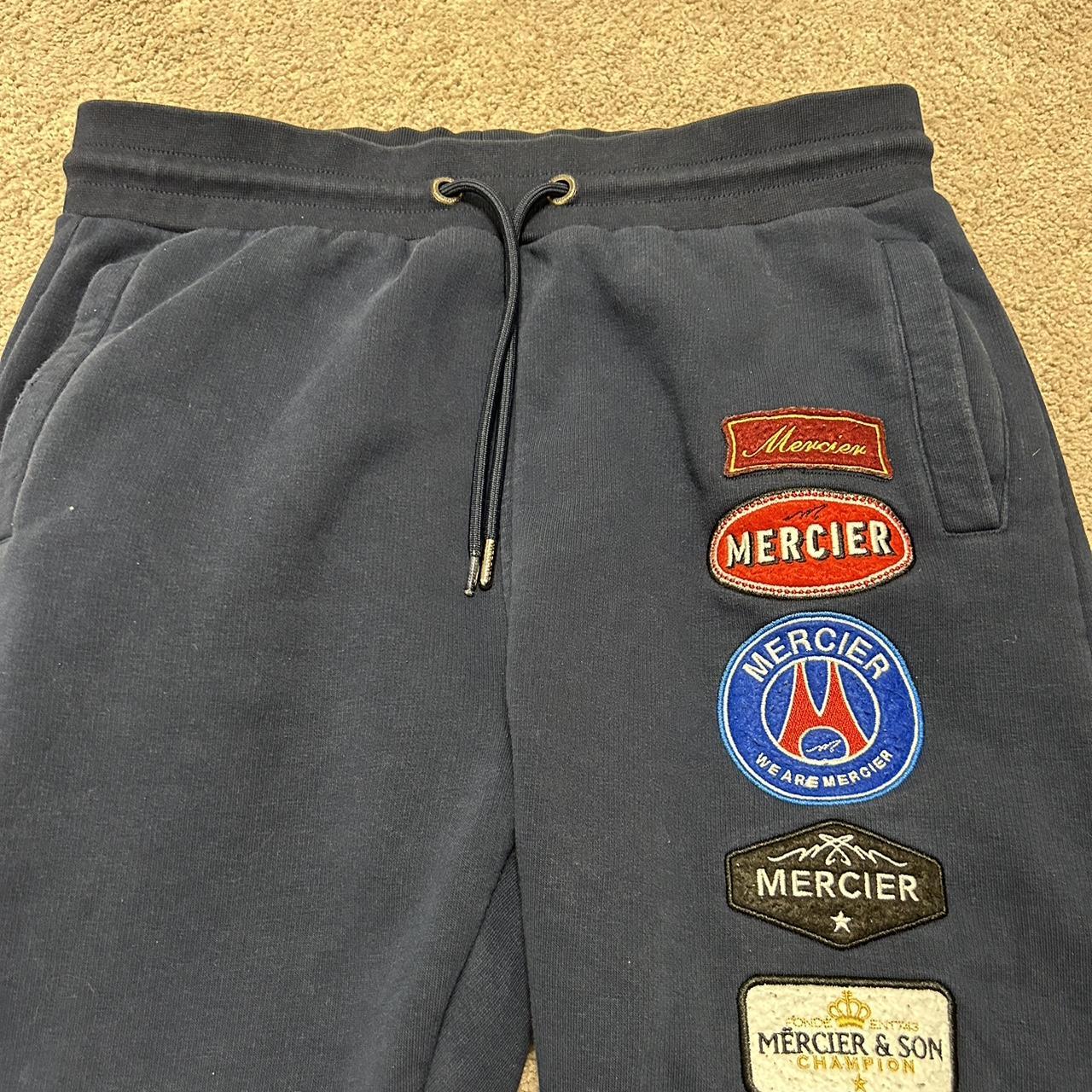 mercier navy blue cuffed trackies size M ( fits a... - Depop