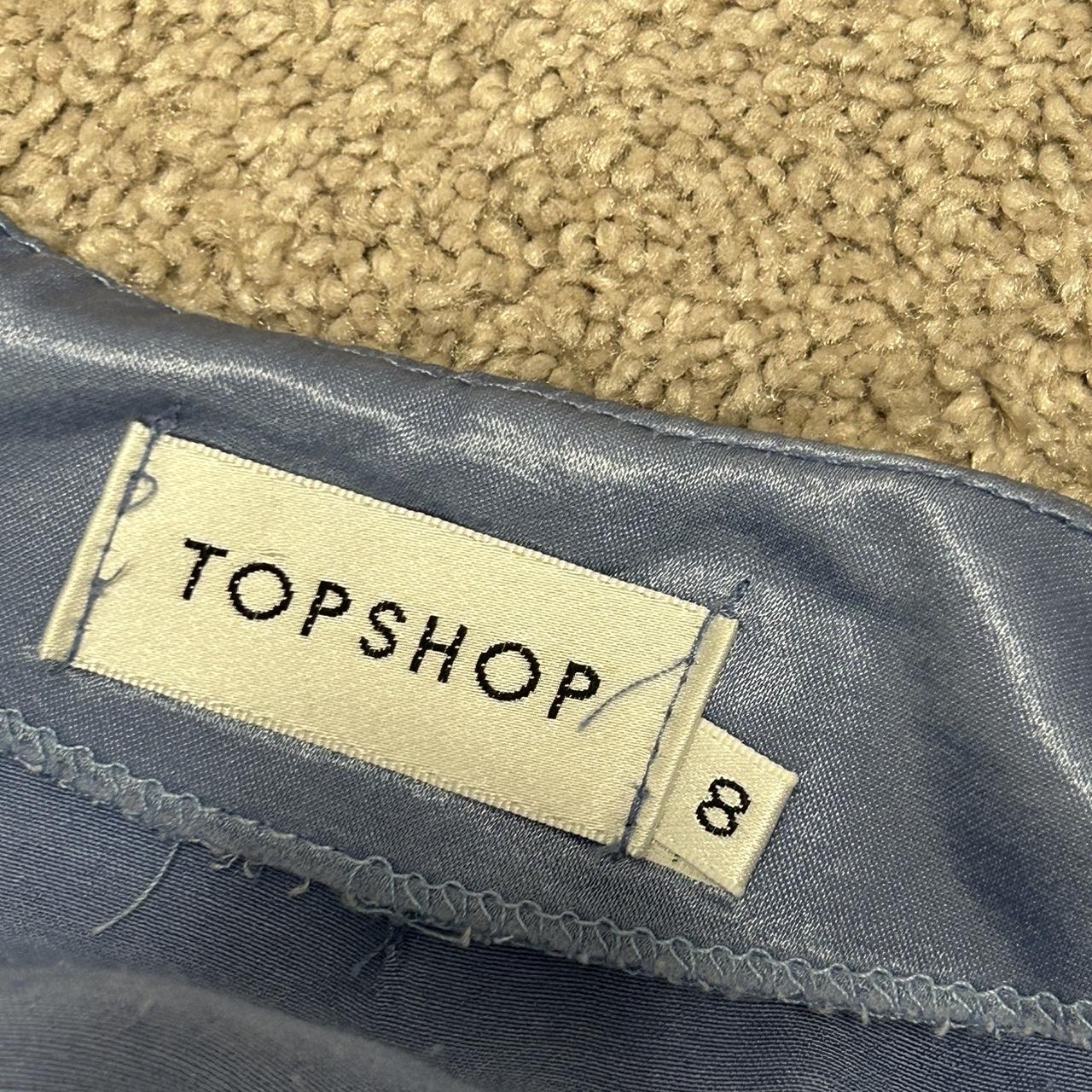 vintage topshop, baby blue silk skirt says size 8... - Depop