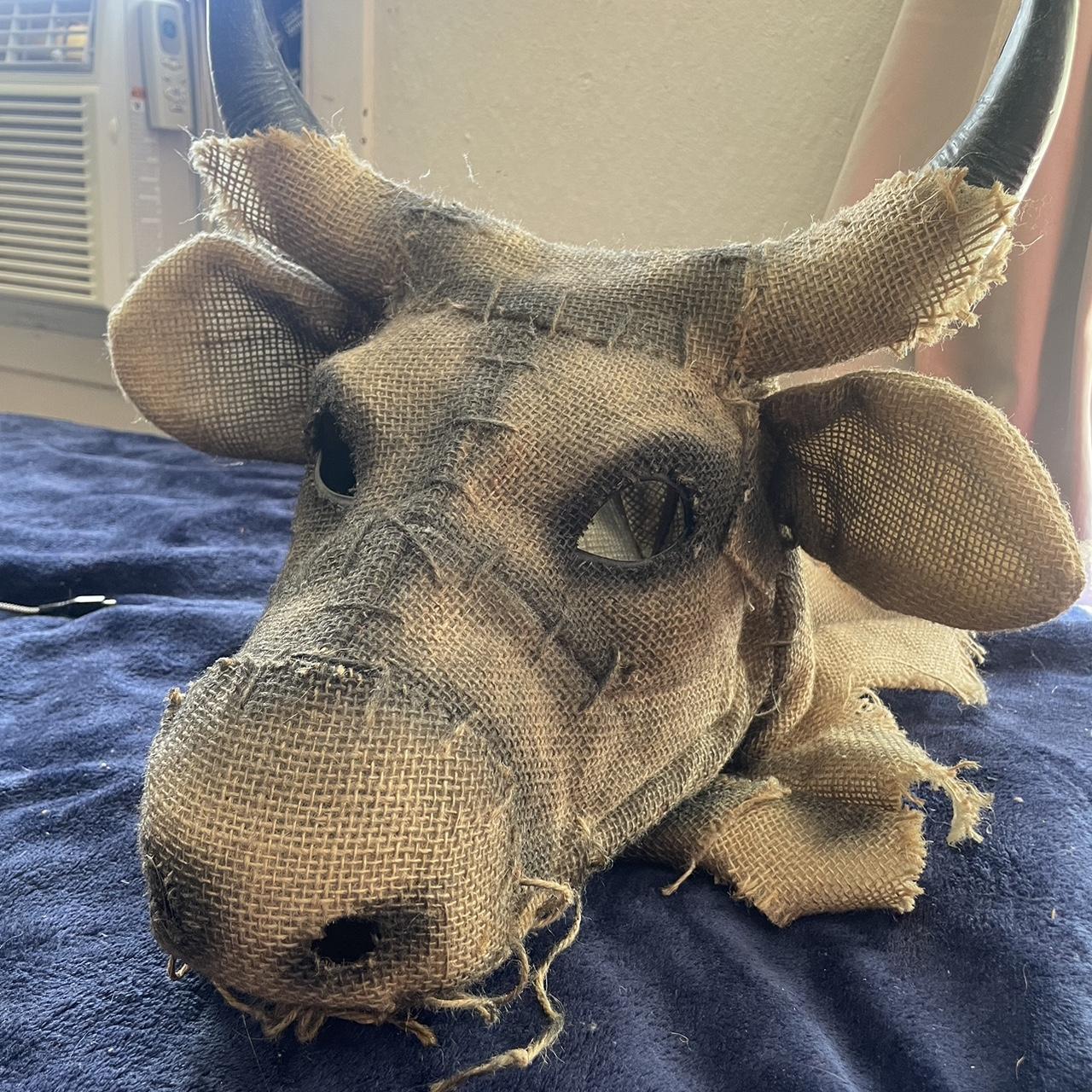 🍁Spirit Halloween Burlap Scarecrow Bull Full Face... - Depop