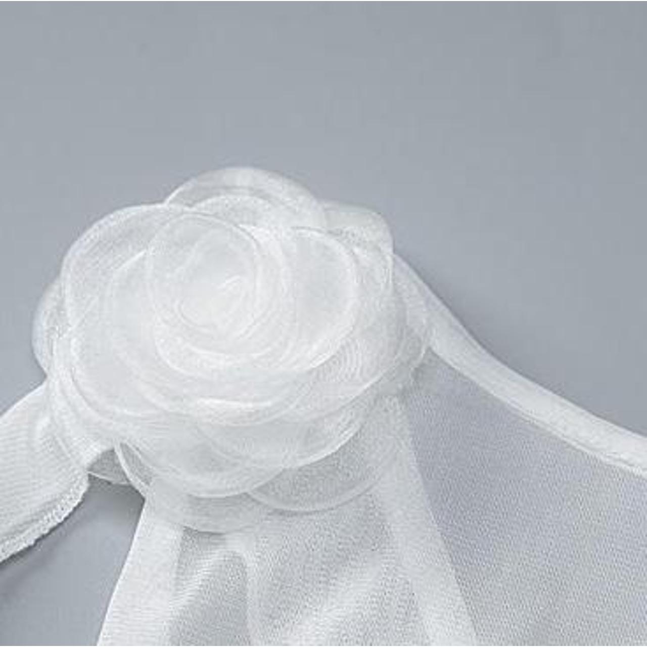 Sleeveless sheer mesh see through ruffle flower... - Depop