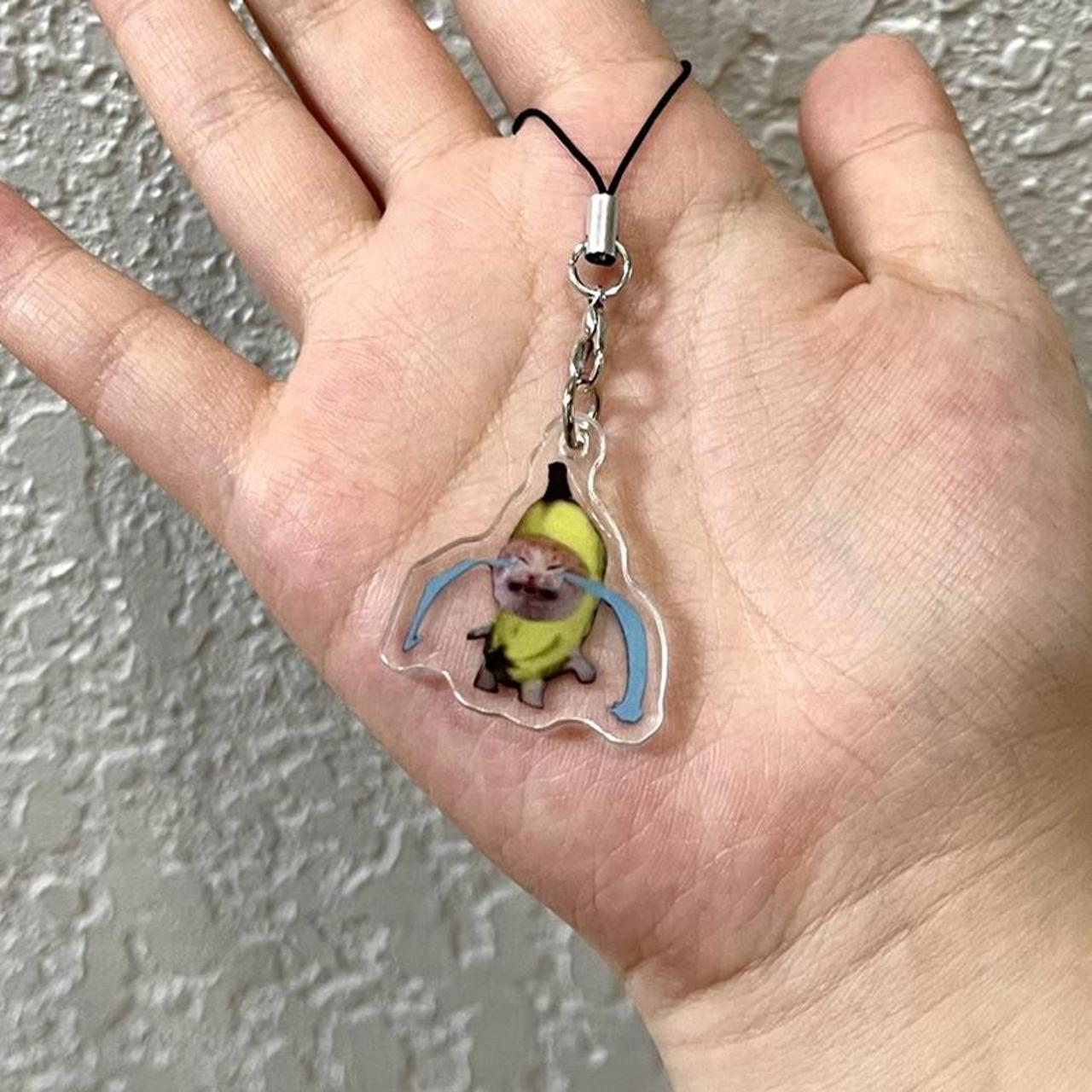 Crying banana cat phone charm / keychain 🤍 -fixed... - Depop