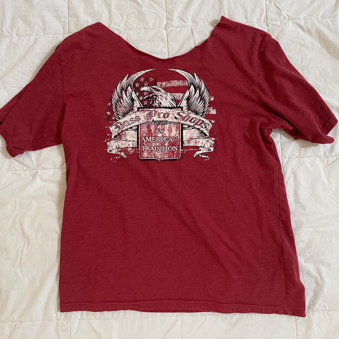 Red Bass Pro Shops off the shoulder tee The sword... - Depop