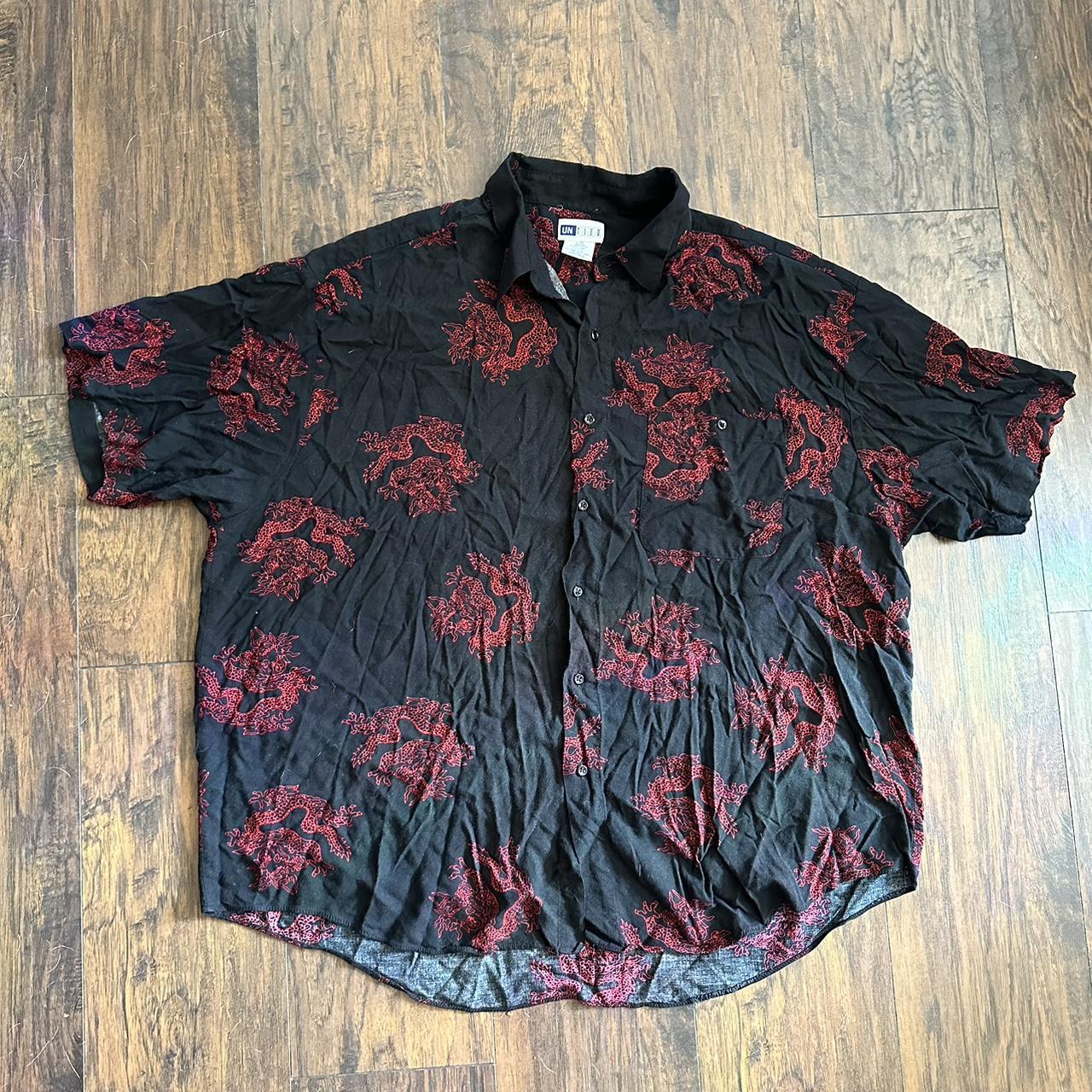 Mens dragon print button up. Size 3x, super thing... - Depop