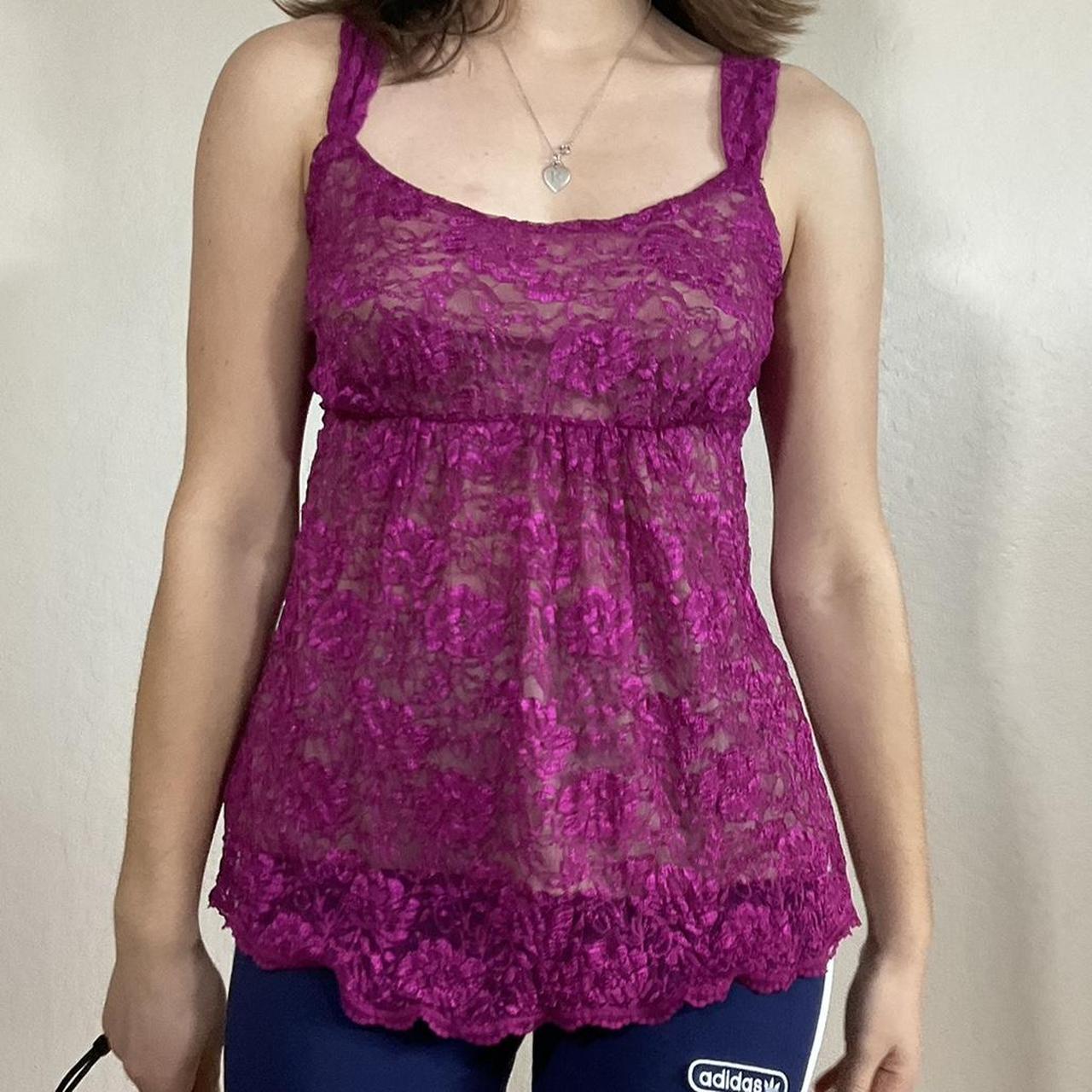 Pink Lace Tank Top Sizexs M Brand New York And Depop