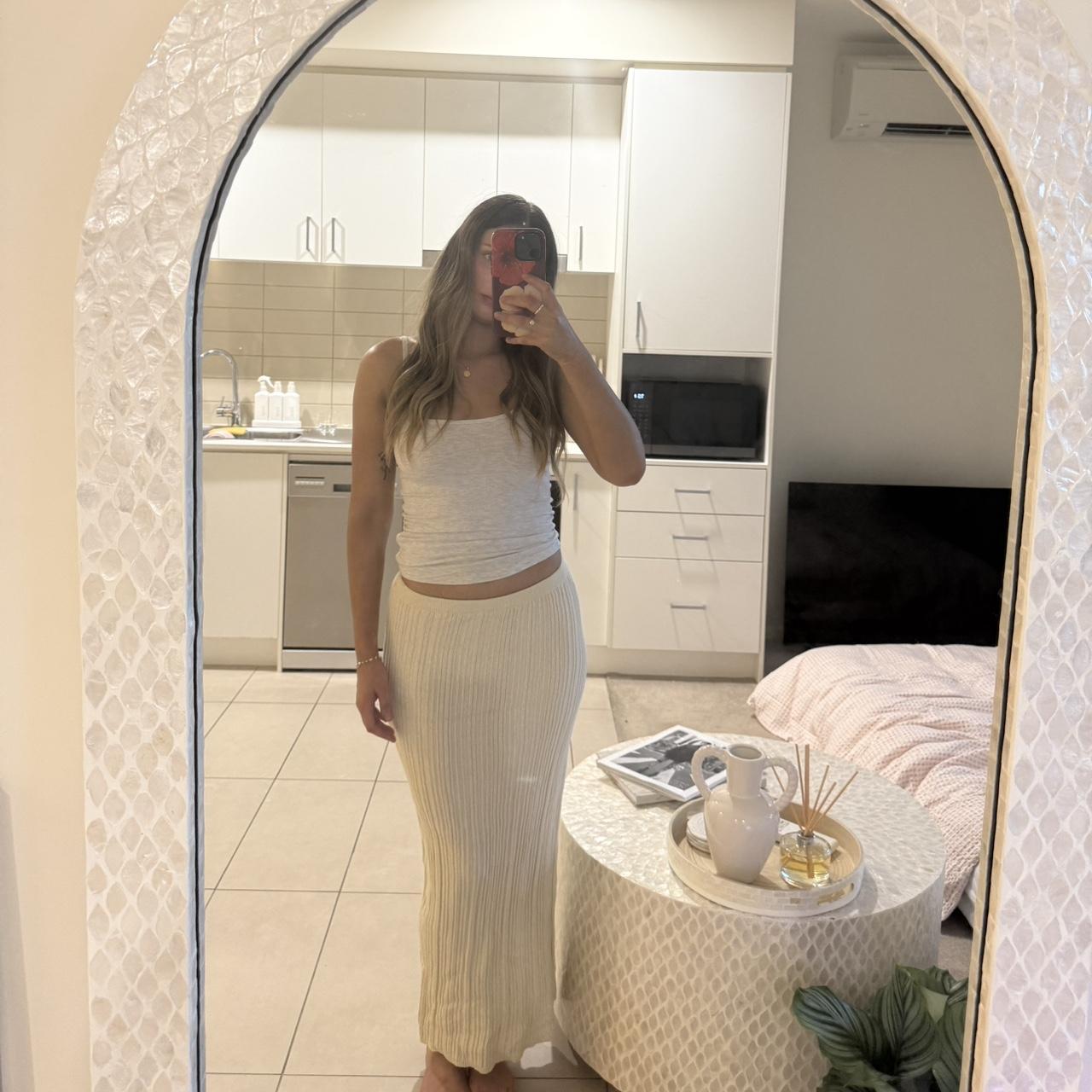 glassons cream maxi knitted skirt size small, has... | Depop