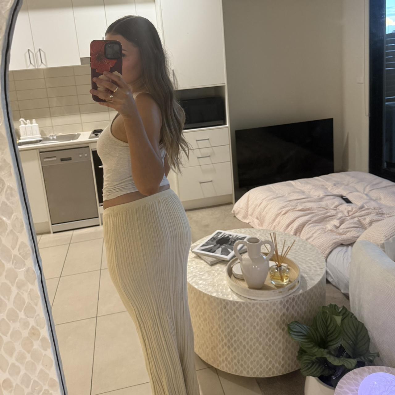 glassons cream maxi knitted skirt size small, has... | Depop