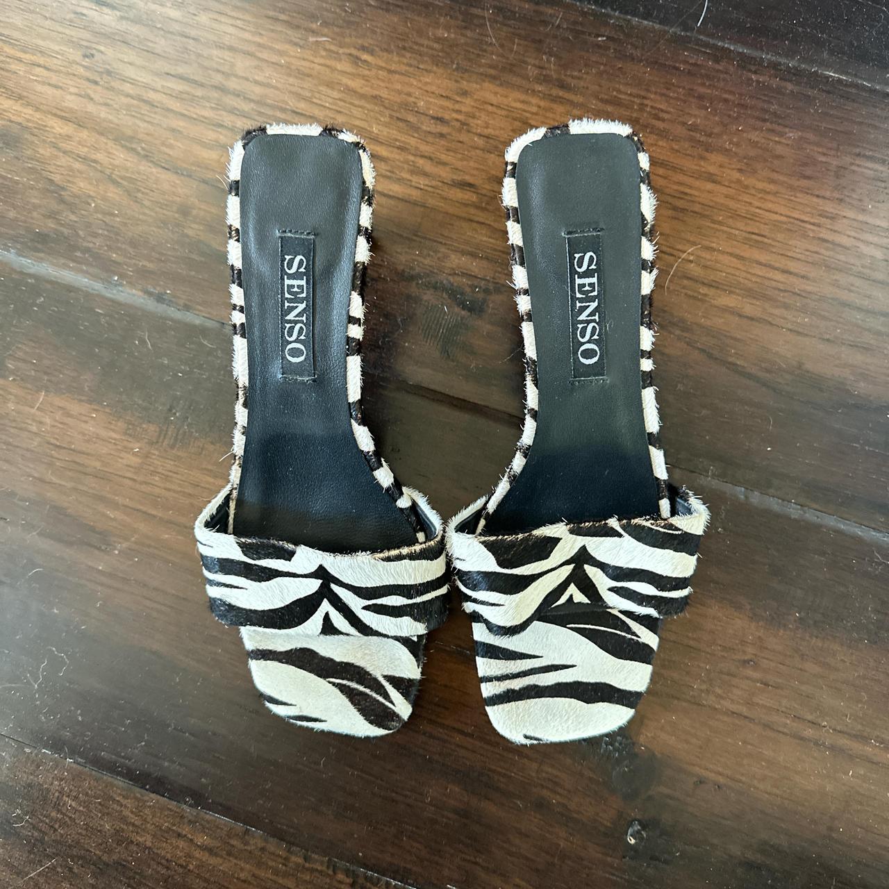 Senso animal print zebra sandal heels Worn once... - Depop